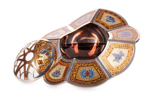 EXQUISITE CONTEMPORARY SILVER AND ENAMEL ROSE BOWL MAUREEN EDGAR ...