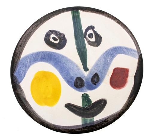 White Earthenware Ceramic Plate, 1963, Visage No. 0 A.R. 458 by Pablo ...