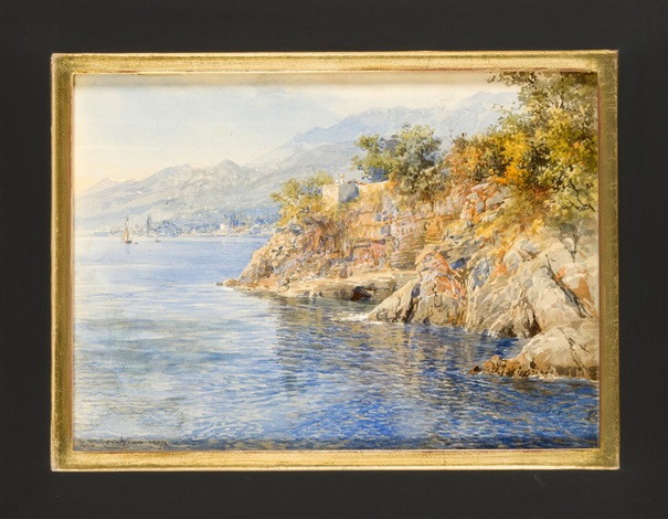 Ansicht einer mediterranen Küstenlandschaft, wohl Capri by Edward ...