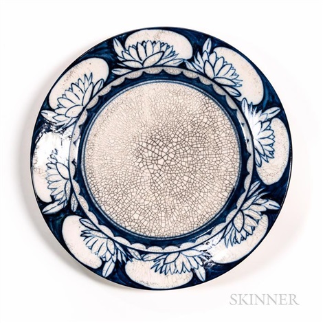Dedham Pottery Pond Lily Pattern Plate by Dedham Pottery on artnet