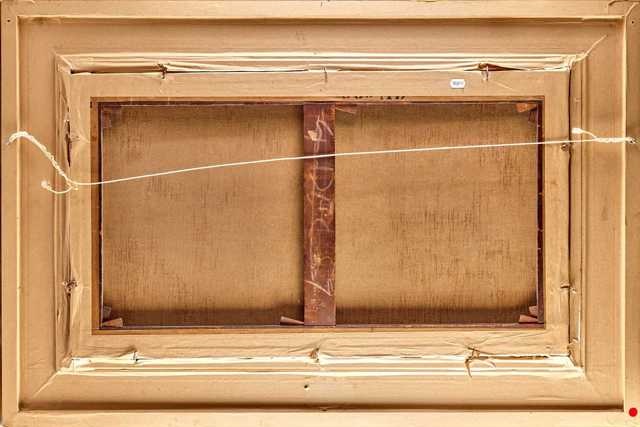 Snow-bound river landscape with figures at dusk by George Augustus ...