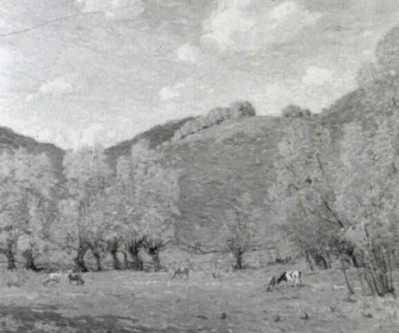 Spring landscape with grazing cattle by Aldro Thompson Hibbard on artnet