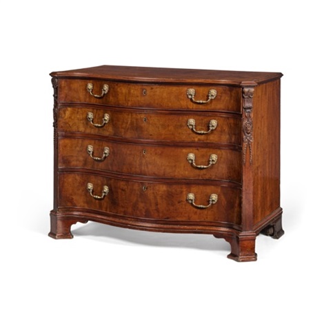 An Early George III Mahogany Serpentine Commode in the Manner of Thomas ...