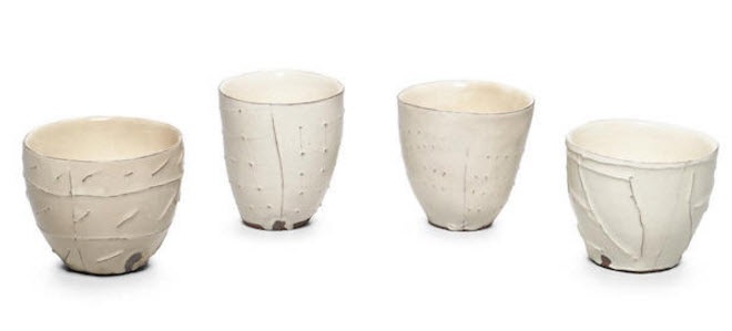 Four modern Japanese studio ware tea cups by Hoshino Satoru and Kayoko ...
