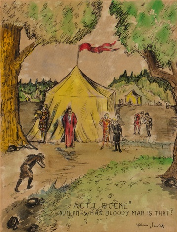 Eight drawings for Macbeth, his earliest formal artwork by Maurice ...