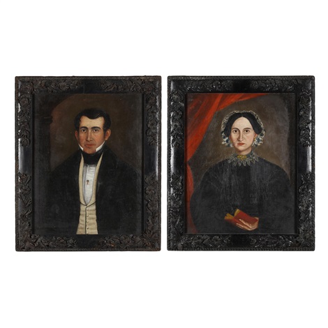 Portraits of Stephen Pratt and His Wife, Lucinda by American School (19 ...