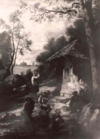 VILLAGE FOLK IN A LANDSCAPE by John O'Brien Inman on artnet