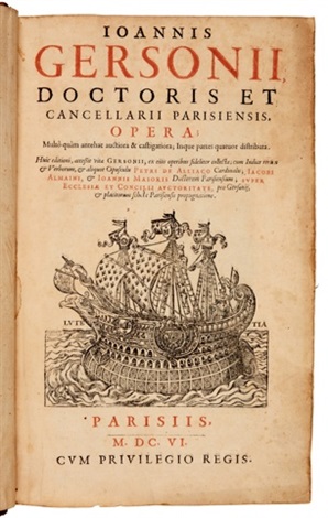 Gerson, Opera, Paris, 1606, contemporary Parisian calf binding with ...