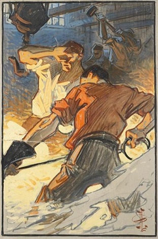 The furnace fire by Joseph Christian Leyendecker on artnet