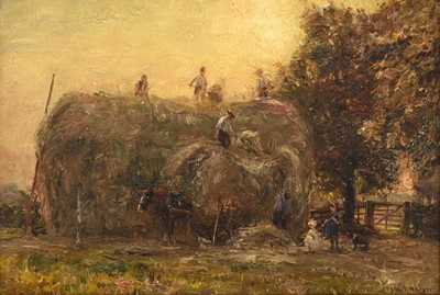 Building a Hayrick at dusk by Herbert F. Royle on artnet