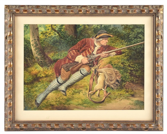PORTRAIT OF A HUNTSMAN WITH FOWLER AND GAME by Jean-Baptiste Auguste ...