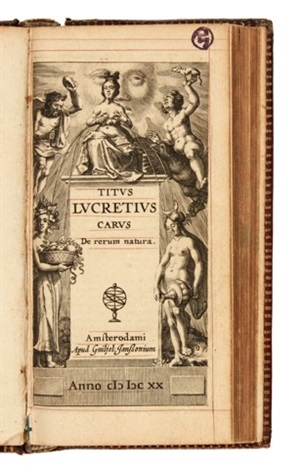 Lucretius Carus, De rerum natura, Amsterdam, 1620, contemporary red ...