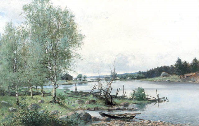 Insjölandskap med eka by Konrad Simonsson on artnet