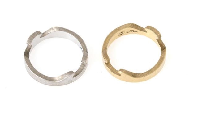Two Fusion rings of respectively 18k gold and white gold by Nina Koppel ...