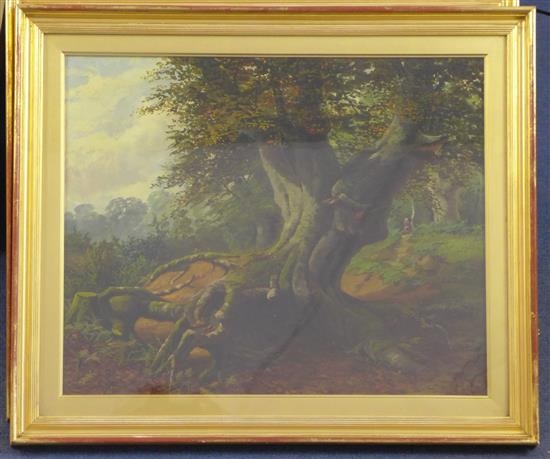 Burnham Beeches, the artist beneath trees and Girl on a footpath pair ...