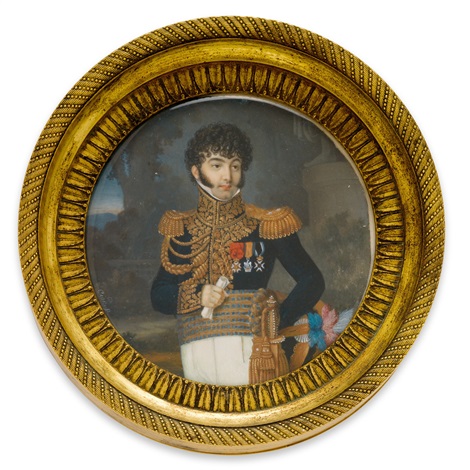 Large, round miniature portrait with three-quarter-length depiction of ...