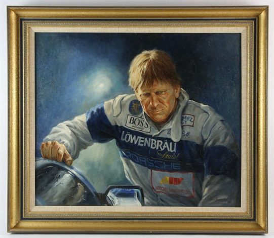 An original oil painting of Derek Bell - The racing driver surveying ...