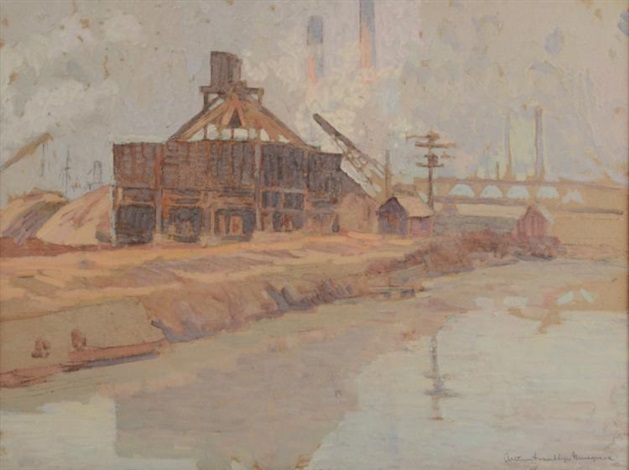 Factory Scene, Industrial Waterfront by Arthur Franklyn Musgrave on artnet