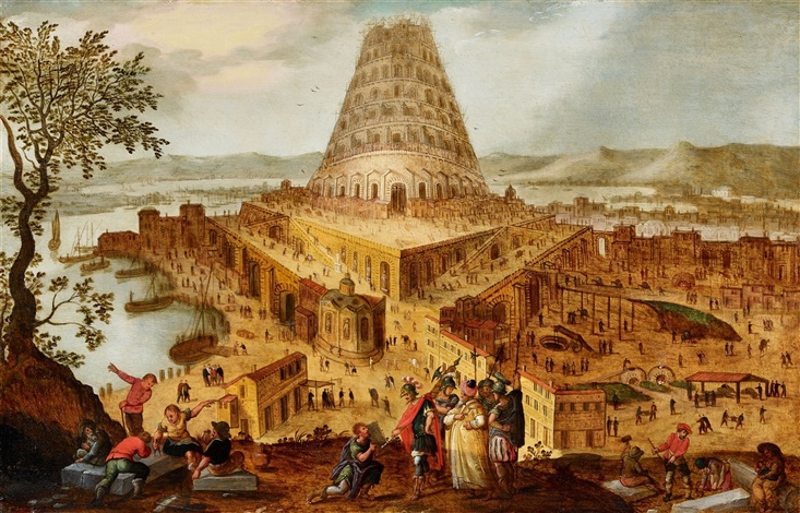 King Nimrod before the Tower of Babel by Hendrick van Cleve III on artnet