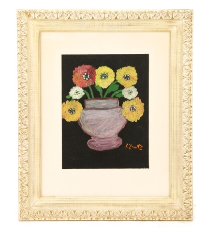 Still Life of Zinnias by Clementine Hunter on artnet
