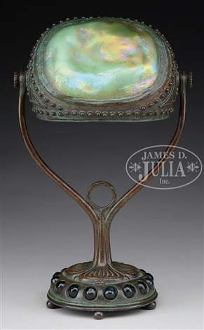 TIFFANY STUDIOS JEWELED TURTLEBACK DESK LAMP by Tiffany Studios on artnet