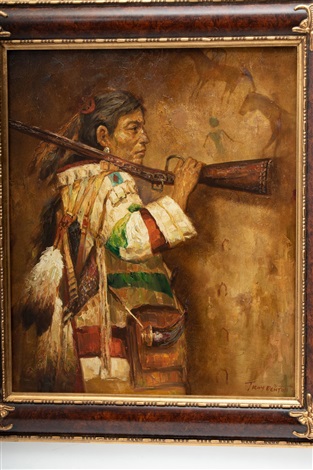 Native American with a Rifle by Troy Denton on artnet