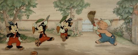 Untitled The practical pig chasing after the little wolves who have ...