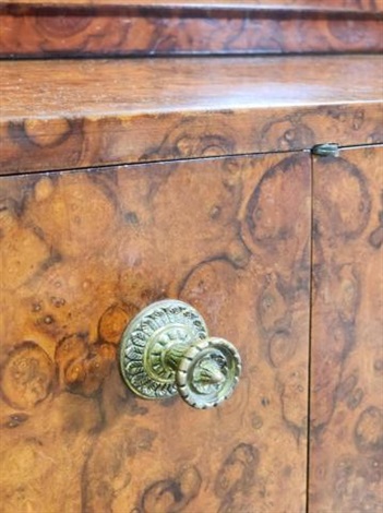1950s burr walnut bar cabinet sideboard, with sliding glass door ...