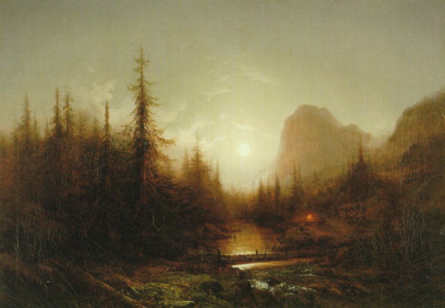 Landskap med fors - Månsken by Magnus Thulstrup Bagge on artnet