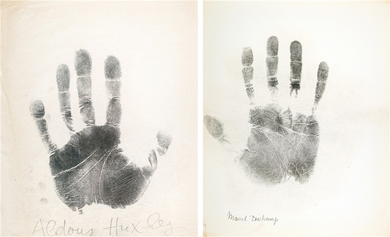 Hand prints of Aldous Huxley and Marcel Duchamp by Hans Peter Feldmann ...