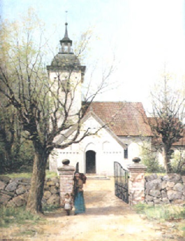 Mor och dotter på kyrkbacken by Konrad Simonsson on artnet