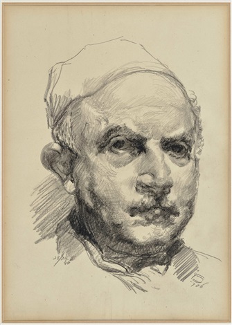 Self-portrait with cap. 1946 by Ludwig Meidner on artnet