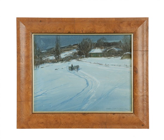 Sled Leaving a Wintery Farm by Svend Rasmussen Svendsen on artnet