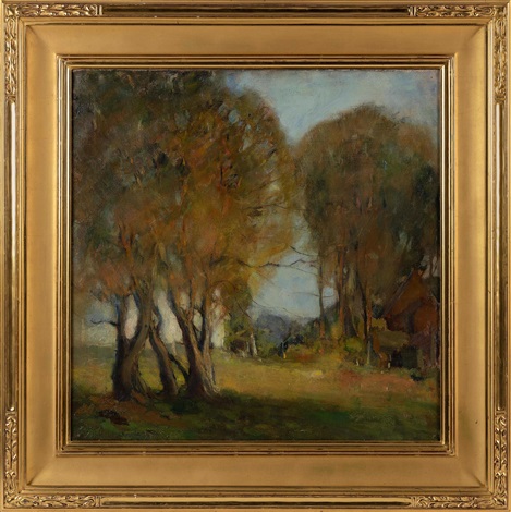 A farm viewed through the trees. by Henry Ward Ranger on artnet