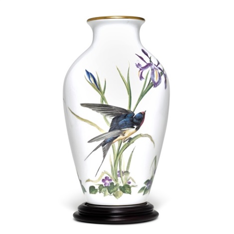 A Franklin Meadowland Bird porcelain vase designed by Basil Ede, 20th ...
