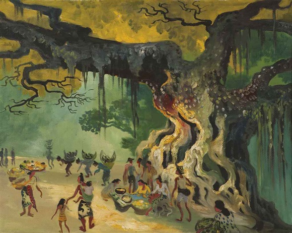 Pasar under a waringin tree by Hendra Gunawan on artnet