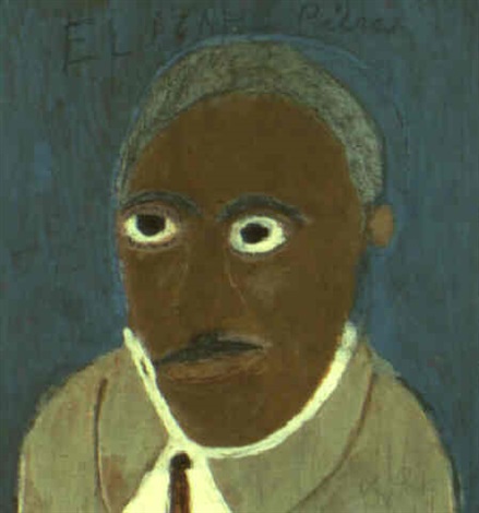 Self portrait by Elijah Pierce on artnet