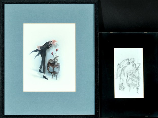 Herr im Frack riecht an sonderbaren Blumen by Friedrich Hechelmann on ...