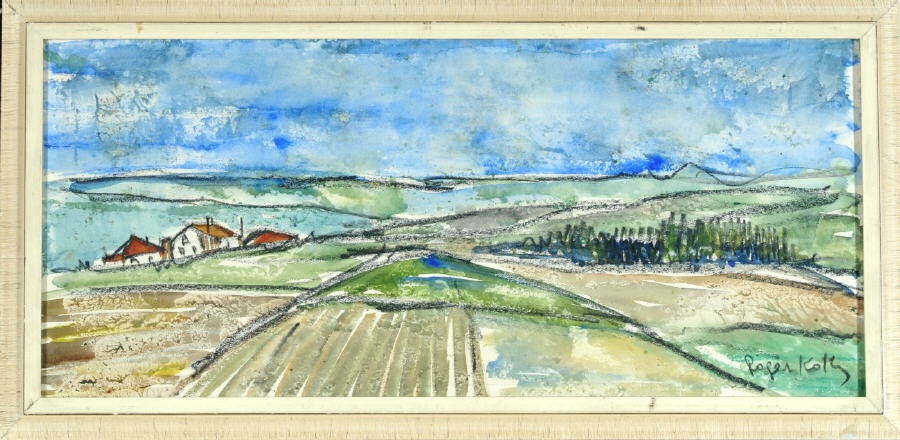 Blick über hügelige Feldlandschaft by Roger Kathy on artnet