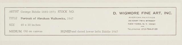 Portrait Of Abraham Walkowitz, 1943 by George Biddle on artnet