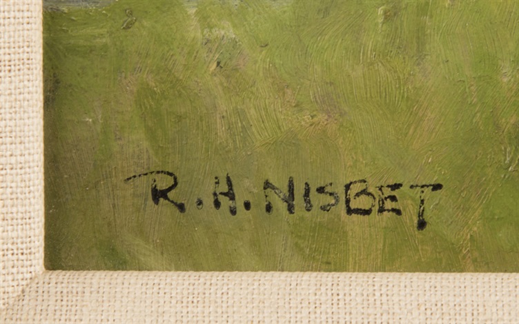 Path leading down to a tree lined river by Robert Hogg Nisbet on artnet