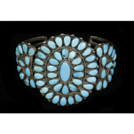 J.M. BEGAY SILVER TURQUOISE BRACELET by Abraham Begay on artnet