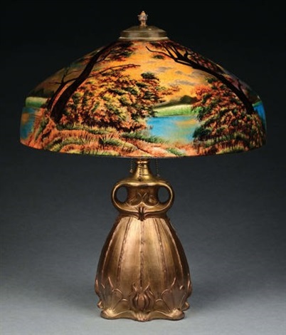 PITTSBURGH REVERSE PAINTED MOONLIT SCENIC LANDSCAPE TABLE LAMP by ...