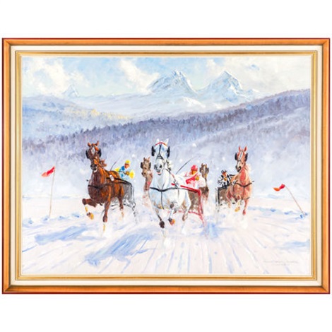 Winter harness race in St. Moritz. by Franz Hienl-Merre on artnet