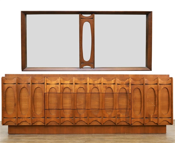 Tobago Brutalist Mid-Century Modern Dresser and Mirror by Tabago ...