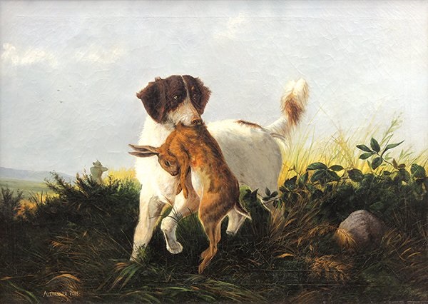 Hunting dog with rabbit by Alexander Pope on artnet