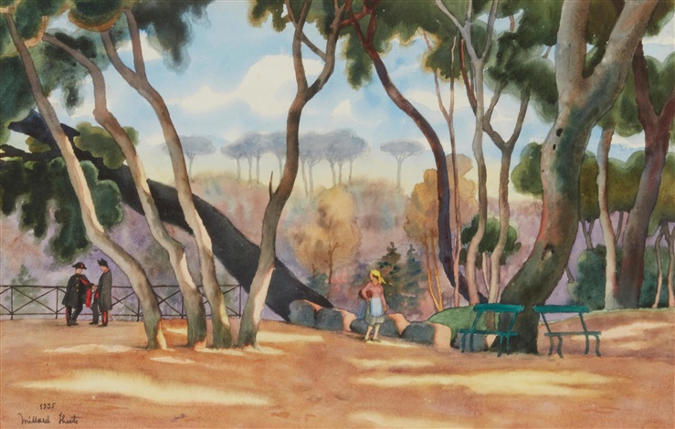 Park With Figures, 1935 by Millard Sheets on artnet