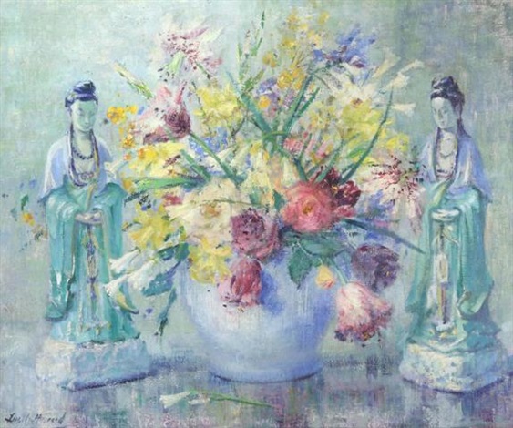 Floral still life with Oriental figures by Edith Lucille Howard on artnet