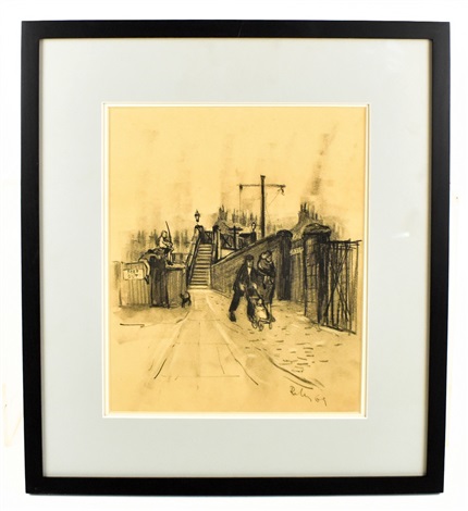 Railway Bridge with Figures by Harold Riley on artnet