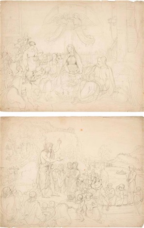 2 sketches Adoration of the Shepherds and Sermon of John the Baptist by Peter Fendi on artnet